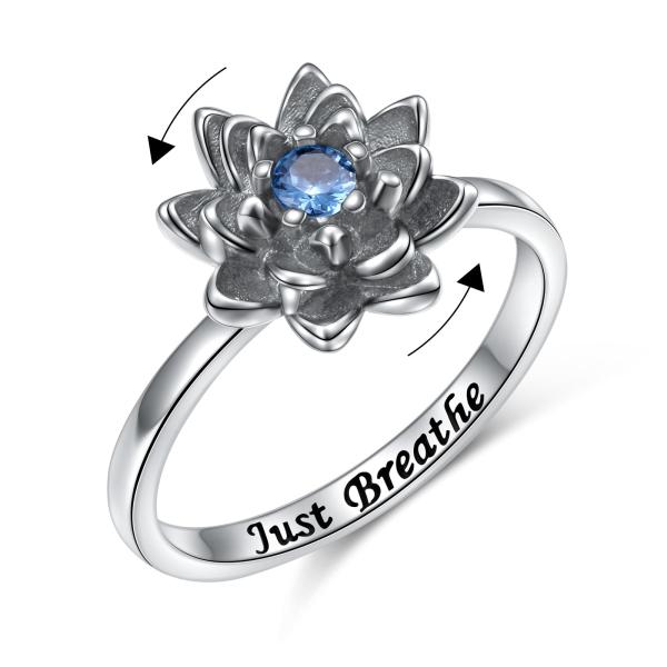 商品名:  Just Breathe Lotus Spinner Ring for Women Girls 925 Sterling Silver Oxidation Flower Fidget Rings for Anxiety Stre...
