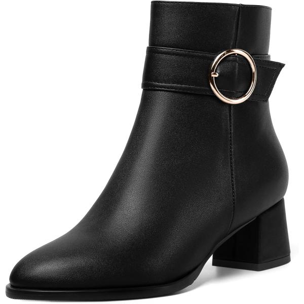 商品名MERRORI Women's Chunky Zip Low Heel Round Toe Outdoor 2 Inch Ankle High Matte Casual Boots Black Size 7 - Tacon Altoブ...