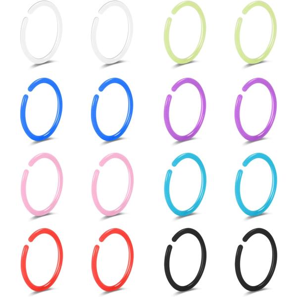 商品名ZS 12個 20G カラフル バイオフレックス フレキシブル ノーズリテーナーリング バイオプラスチック 曲がるクリアノーズスタッド 鼻孔ピアス ジュエリー レディース メンズ, アクリル, 宝石なし。ZS 12pcs 20G Co...