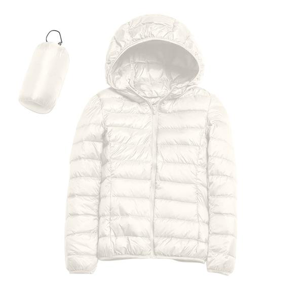 商品名:  Packable Down Jacket Women Warm Lightweight Jacket Hooded Windproof Winter Coat Down Coat Outerwear (White, XL)ブラン...