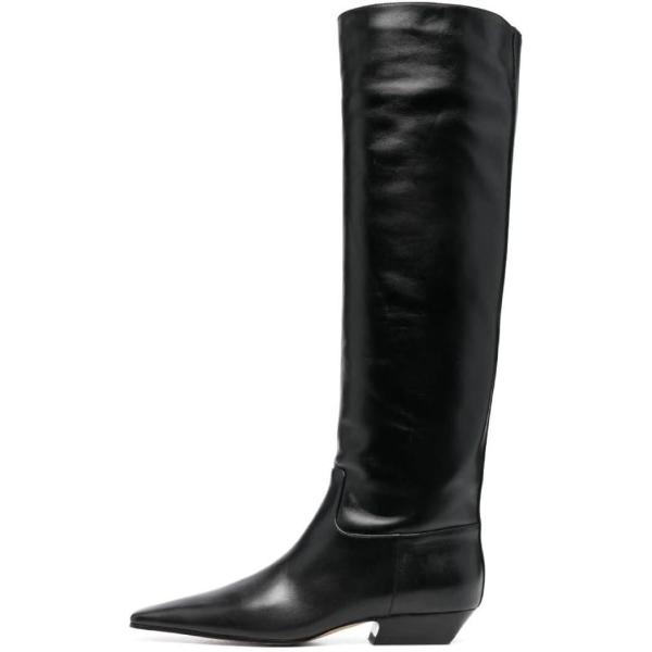 商品名miss left Women Closed Square Toe Knee High Boot Wide Calf Low Chunky Heels Pull On Flat Long Boots Stylish Winter Pa...