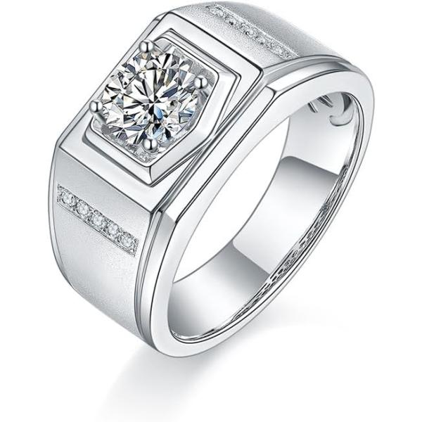 商品名Brillique 14K Gold Luxurious Men's 1 Carat D-color VVS2 Diamond Ring, White Gold Mens Wedding Band Style, Full Diamon...