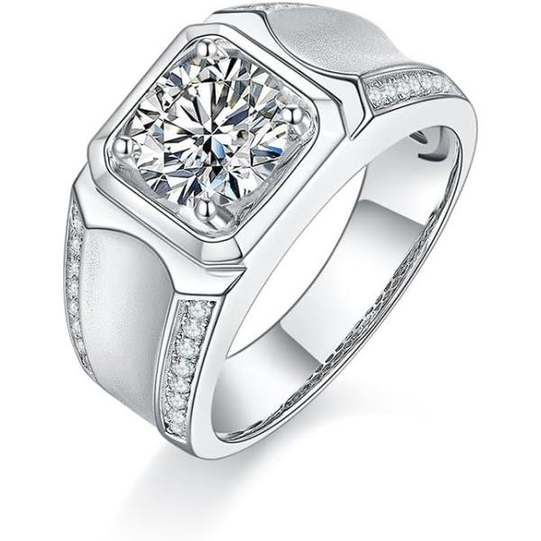 商品名Brillique 14K Gold Trendsetting Men's 2 Carat D-color VVS2 Diamond Ring, White Gold Diamond Mens Rings Collection, Lu...