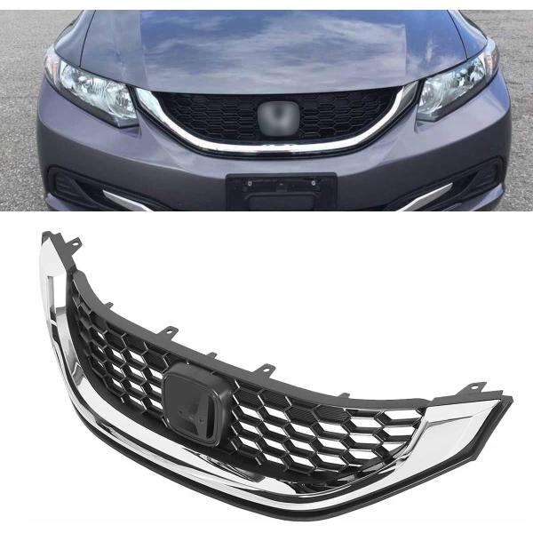 商品名Bumper Upper Grille Honeycomb Fit For H0nda Civic Sedan 2013 2014 2015 Front Upper Grill W/Chrome Trim Plasticブランド：Pa...