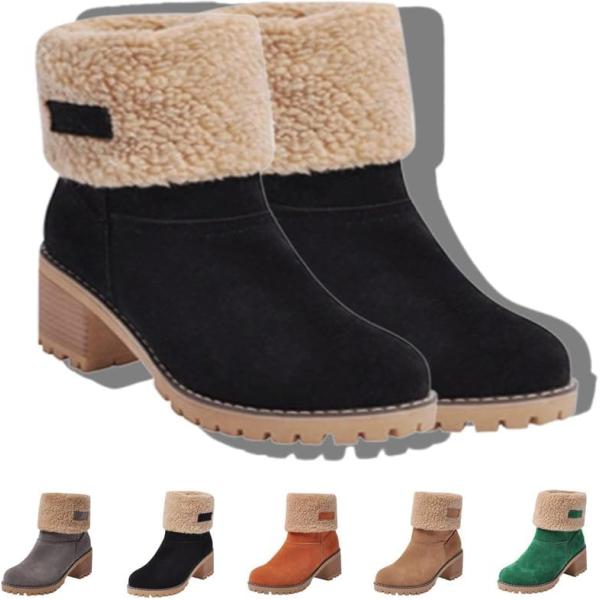 商品名ann seeson Dotmalls Boots, Women's Chunky Heel Round Toe Snow Boots, Winter Boots for Women, Comfortable Slip On Mid ...