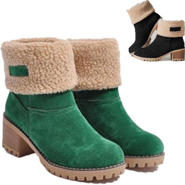 商品名Dotmalls Boots, Winter Boots for Women,Slip on Mid Chunky Heel Suede Warm Snow Ankle Boots Outdoor Shoes (Green,7.5)ブ...