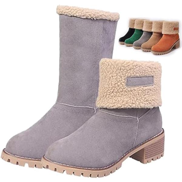 商品名Dipinen Libiyi Boots, Libiyi Seniors' Chunky Heel Winter Boots, Warm Suede Libiyi Chunky Heel Round Toe Snow Boots fo...