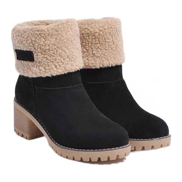 商品名ubararyen Libiyi Boots, Women's Slip On Warm Ankle Boots Block Heel Winter Boots, Libiyi Women's Chunky Heel Round To...
