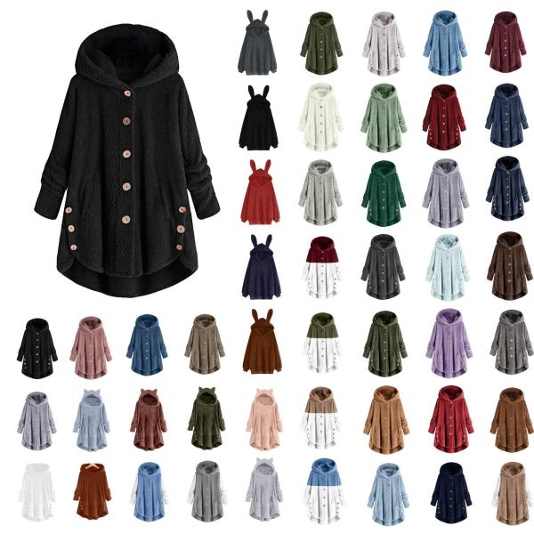 商品名:  Black Of Friday Deals 2023，Winter Coats For Women 2023 Fuzzy Fleece Outwear Coats Loose Casual Hooded Jackets Butt...