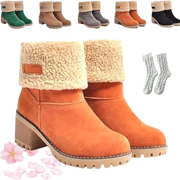商品名Yemnaw Dotmalls Boots, Dotmalls Shoes,Dotmalls Seniors' Chunky Heel Winter Boots for Women, Lightweight Design (Orang...