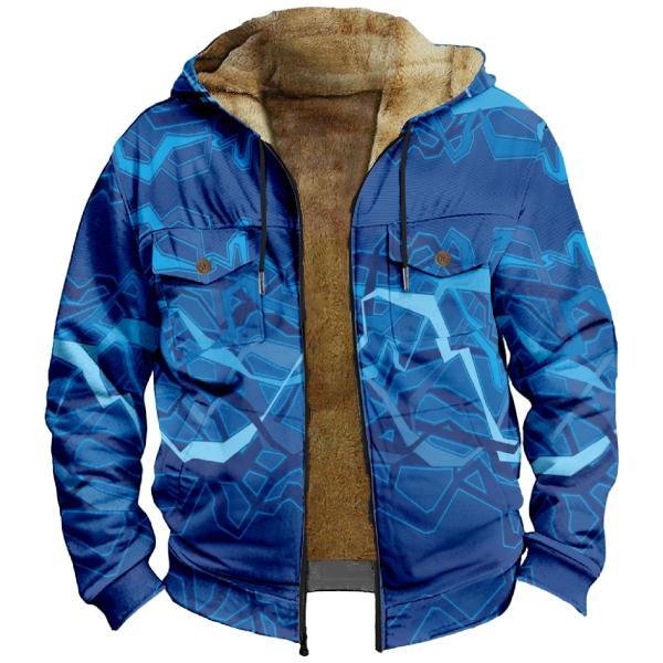 商品名:  Casual Jackets For Men Slim Fit, Personalized Casual Printing Long Sleeve Zipper Sweater Thick Cotton Suit Winter ...