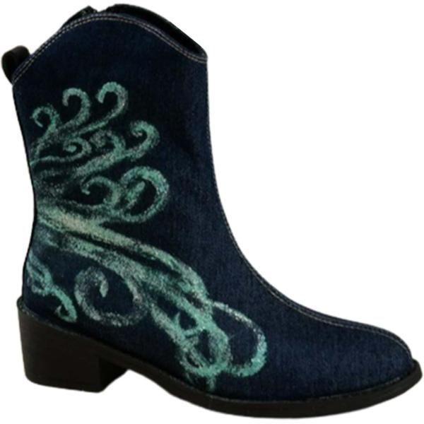 商品名SBGMoSJ Knee High Boots Flat Black Cowboy Boots Wide Calf Women Women Platform Wedge Knee Boots Botas Para Dama De In...