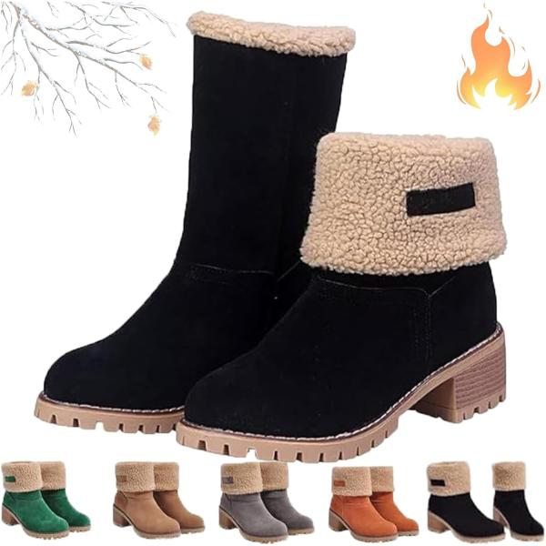 商品名Dotmalls Boots, Seniors' Mid Chunky Heel Winter Boot for Women 2023, Zekear Warm Outdoor Snow Ankle Shoes (Black,11)ブ...