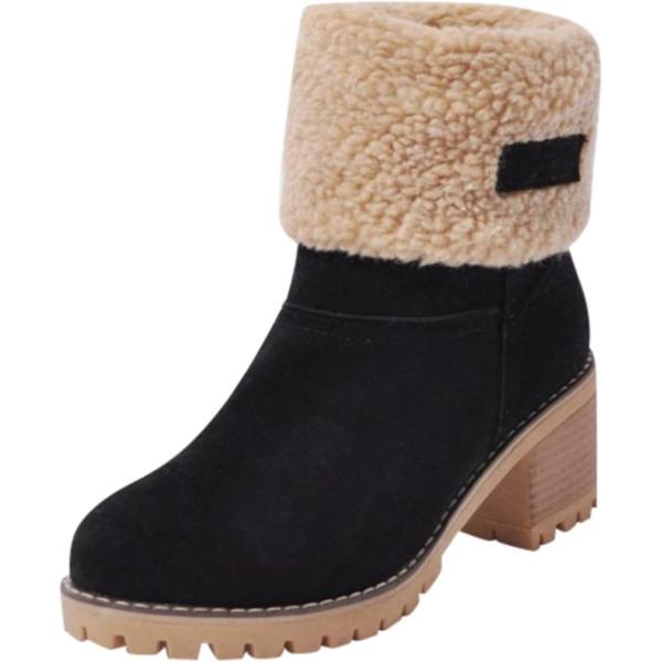 商品名Libiyi Boots,Dotmalls Boots, New Winter Boots for Women Comfortable Mid Chunky Heel Suede Warm Fur Lined Bootsブランド：CB...