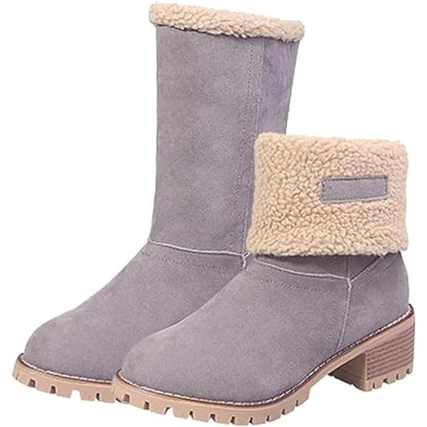 商品名KaiJiaXJie Dotmalls Boots, Dotmalls Seniors' Chunky Heel Winter Boots, slip on mid chunky heel suede warm snow round ...