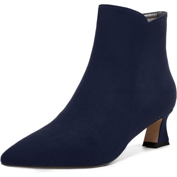 商品名NUMALEO Women's Fashion 2 Inch Zip Suede Low Heel Dress Wedding Pointed Toe Kitten Ankle High Boots Navy Blue Size 9 ...