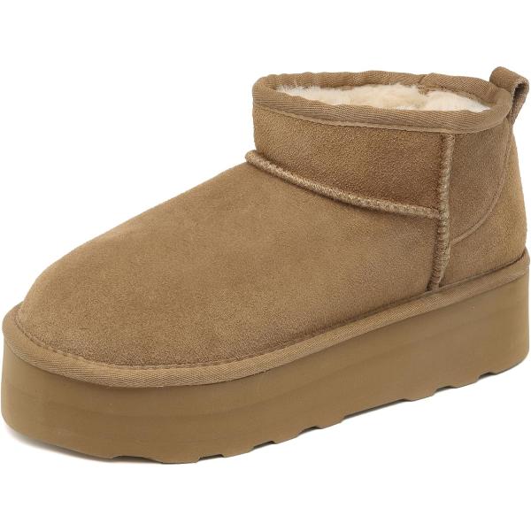 商品名Meik Mangni Women's UltrB Mini Platform Fashion Boot Classic Short Ankle Boot Cloud Warm Fur Lined Snow Boots Anti-Sl...