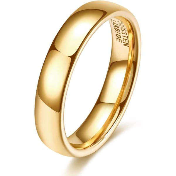 商品名VQYSKO 2mm 4mm 6mm 8mm タングステン 結婚指輪 メンズ レディース | ゴールドドーム型 高光沢仕上げ 快適フィット | サイズ5-12, 6, タングステン, タングステンVQYSKO 2mm 4mm 6mm ...