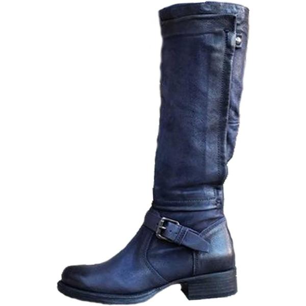 商品名BADHUB Women Wide Calf Knee High Boots Low Stacked Heel Riding Combat Boots 2023 Fall Winter 2024 Spring Holiday Clea...