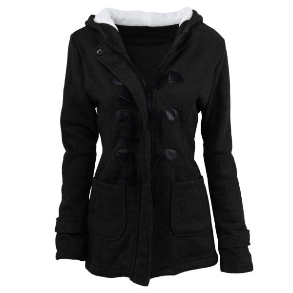 商品名:  Womens Sherpa Lined Duffle Coat Fuzzy Fleece Padded Warm Jacket Sweatshirt Winter Hooded Thicken Horn Button Overc...