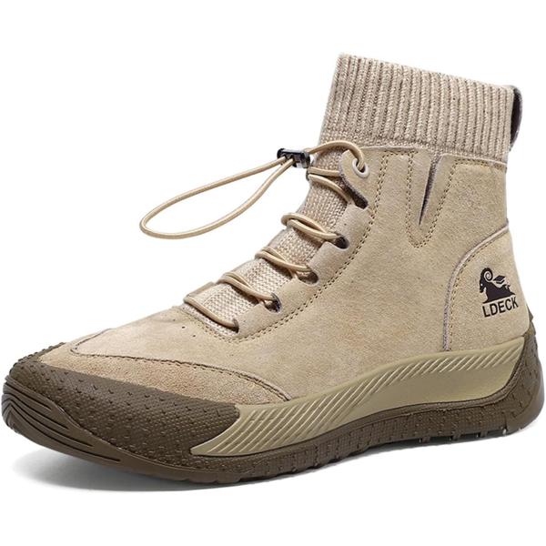 商品名LETCLOCOM Women's Suede Slip On High Top Sneakers Comfortable Anti-Slip Lace Up Stretch Sock Shoes Fashion Orthopedic...