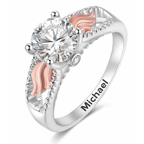 商品名:  Hug From Heaven Ring, Hug From Heaven Personalized Circle Wings Memorial Ring, I'm a Wife to a Husband Personalize...