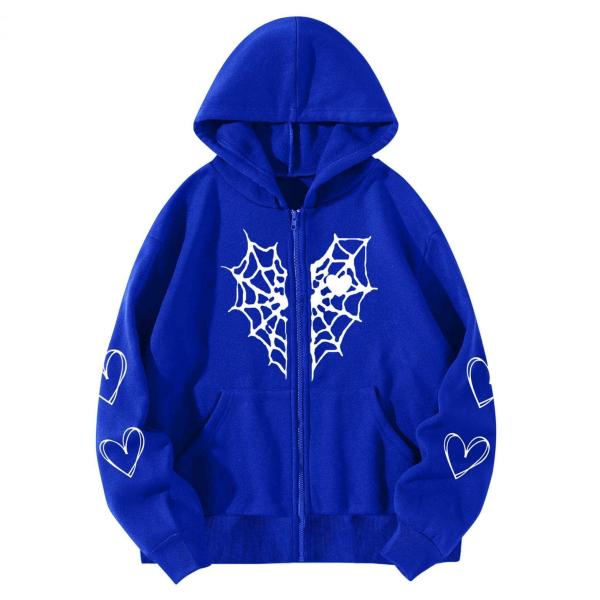 商品名:  Y2K Hoodies for Women Full Zip Up Print Graphic Oversized Pockets Hooded Jacket 90s Long Sleeve Sweatshirt with Ho...