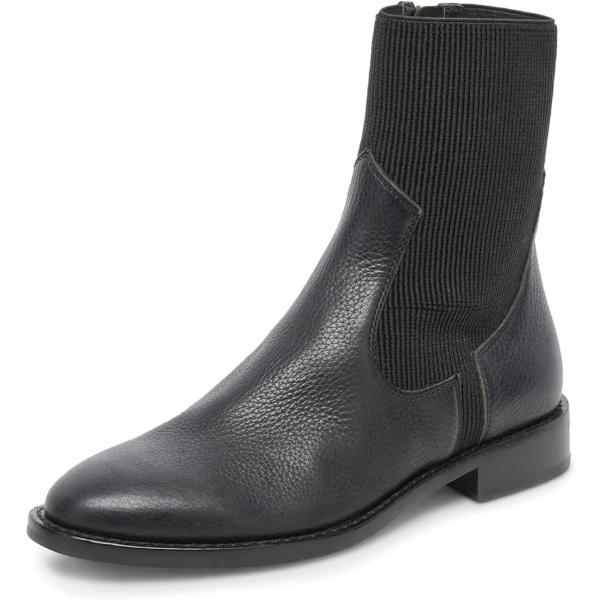 商品名miss left Women Classic Closed Round Toe Flat Ankle Boots Side Zip Low Chunky Heel Sock Booties Basic Business Winter...