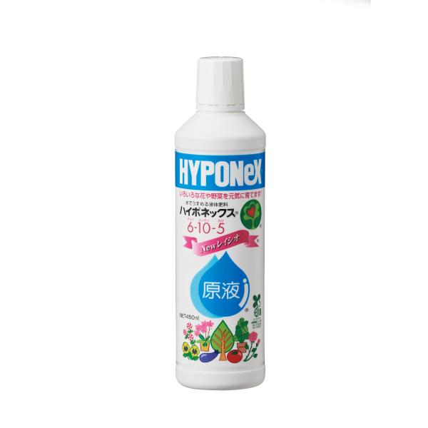 【品　名】ハイポネックス　ハイポネックス原液　450ml【商品特長】●植物の健全な生育に必要な15種類の栄養素をバランス良く配合しています。●チッソ、カルシウム、微量要素を強化し、花や野菜などいろいろな植物の花や実つき、花色・葉色を良くしま...