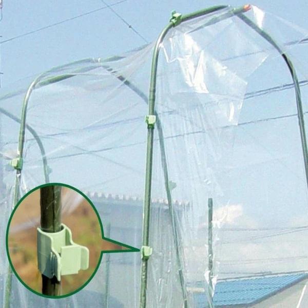 【品　名】菜園かんたんパッカー　２０mm【入り数】50【適合支柱サイズ】外径Φ20mm用【材　質】ポリエチレン【商品説明】●シートの固定やネット張りに大変便利です。●イボ付パイプにも使用でき、シートをキズつけません。【備　考】※商品仕様は、...