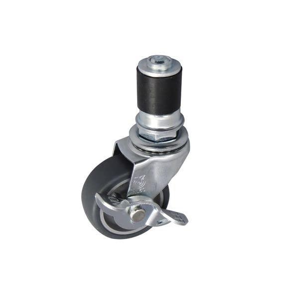 【商品概要】Φ28イレクターパイプに直接取り付ける金属製キャスターです。Φ28イレクターパイプと組み合わせて、用途に合わせたサイズ・形状の構造物を自由に製作できます。最大積載質量25kg（1個あたり）。取付には専用のキャスタースパナ（EK-...