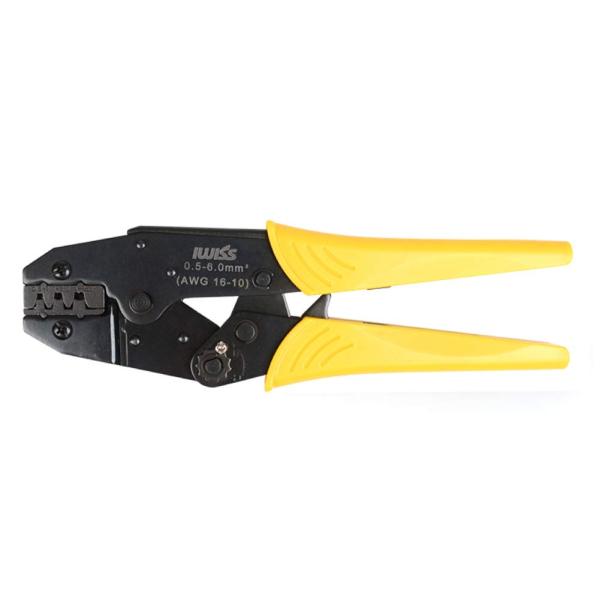 【商品概要】全長：230mm；　重量：600g圧着能力：0.5-6.0mm2(AWG20-10) ＊注：mm2≒sq（＊重要：ギボシ、平形端子の圧着に使用される場合、線径φ1.0sq以上の電線をご使用ください）用途： JSTギボシ端子、矢崎...