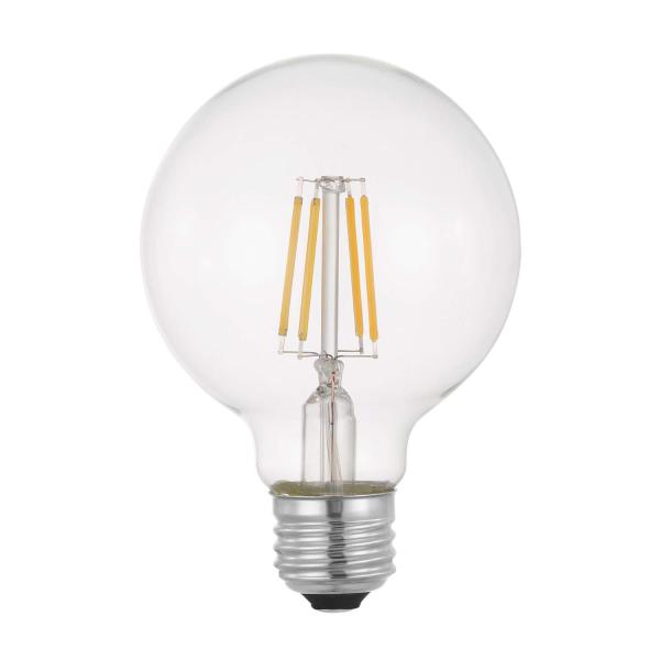 【商品概要】本体サイズ ：直径80mm × 高さ120mm ・ 重量51g口金サイズ ：E26電源 ：100V 50/60Hz消費電力 ：3.5W材質 ：ガラス (クリアー)全光束 ：400lm (電球色) ※一般電球40W相当色温度 ：2...