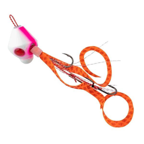 【商品概要】自重: 80gカラー: #05 スーパーグローピンク素材:高比重タングステン (TG) / 双円錐形フォルム・ヘッド下部凸設置コンプリートモデル (トリプルフックショートカーリー Mサイズ 搭載モデル)品番: DR80-05【商...