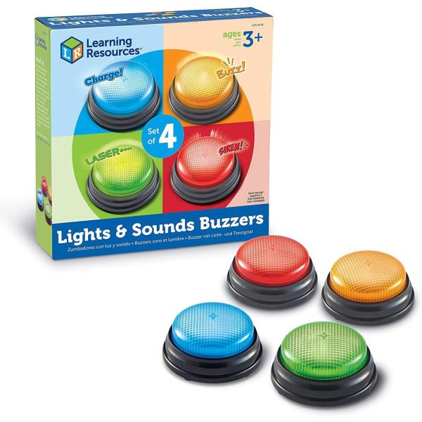 【商品概要】世界100カ国以上で愛されるラーニング リソーシズ(Learning Resources)社の光るアンサーブザー(Lights ＆ Sounds Buzzers )。カラフルで光る早押しボタンでクラスを盛り上げよう！カラフルな赤...