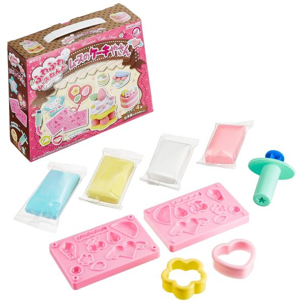 【商品概要】【特徴】ふわふわかみねんどで、おいしそうなおかしが作れます。【仕様】ムース粘土4色(イエロー・ピンク・ブルー・ホワイト)、ねんど立体型(はさみこむような形で商品を形成)、抜き型(2種)、押し出し器(星型)【サイズ】高さ 17×幅...