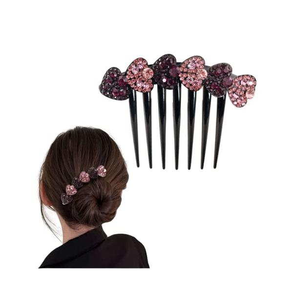 【商品概要】?コームサイズ：10,5cmX8cm?素材：ブラックアクリル+バレッタ クリスタル?どんな髪も、さっとまとめるだけで品の良いヘアスタイルに。?使い方は簡単なのに、「自分に丁寧に手をかけているような美」があっという間に手に入ってし...