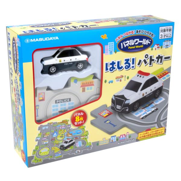 【商品概要】コースの上をくるくる走る、人気のパネルワールドシリーズに「緊急自動車 パトカー」が仲間入り。街の風景を描いた絵柄パネルを組み合わせて、色々なコースが簡単に作れます。本体:単4乾電池1本使用(電池別売)【セット内容】パトカー×1台...