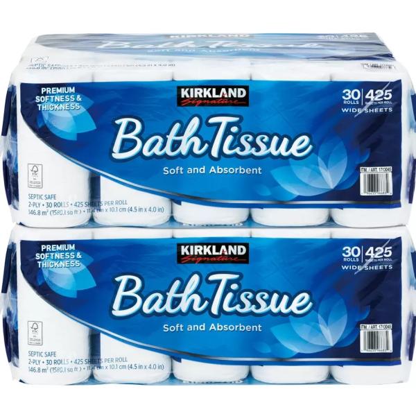 2個セットでお得！！※基本的にNEWパッケージ（画像３枚目)の発送となります。旧デザインを希望の場合は商品パッケージで旧デザインを選択してください。ふんわりやわらか上質なトイレットペーパー 商品名：BathTissue　30rolls　2枚...