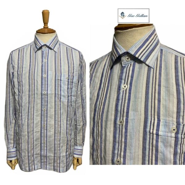 品名 GEE GELLAN ジーゲラン 楊柳　シワ加工　ストライプ　長袖シャツ  商品説明 GEEGELLAN（ジーゲラン） ファッション性を意識しながらも、トレンドセッターではなく、流行に左右されないタイムレスな伝統的なルールや価値観と、...