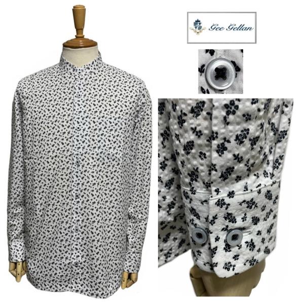 品名 GEE GELLAN ジーゲラン 清涼リップル加工　小柄フラワープリント柄　スタンドカラーシャツ  商品説明 GEEGELLAN（ジーゲラン） ファッション性を意識しながらも、トレンドセッターではなく、流行に左右されないタイムレスな伝...