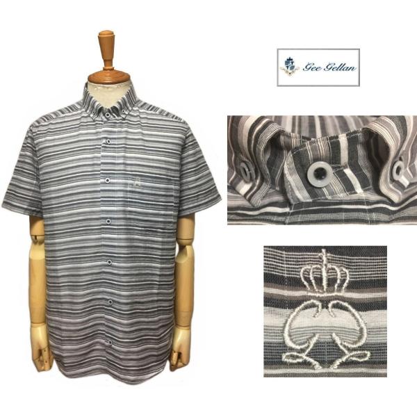 品名 GEEGELLAN ジーゲラン　ワンポイント刺しゅう　ボーダー柄 半袖ボタンダウンシャツ　清涼素材 商品説明 GEEGELLAN ジーゲランファッション性を意識しながらも、トレンドセッターではなく、流行に左右されないタイムレスな伝統的...