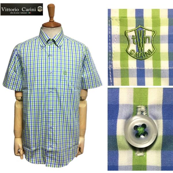 品名Vittorio Carini　ビットリオ カリーニ ワンポイント刺繍 半袖ボタンダウンシャツ チェック柄商品説明高級ブランド Vittorio Carini ビットリオ・カリーニ半袖ボタンダウンシャツです。ワンポイント刺繍入り。新品タ...