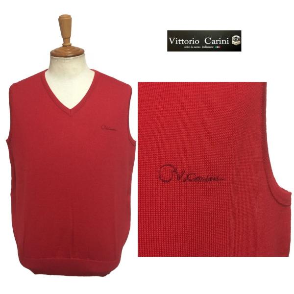 品名 Vittorio Carini　ビットリオ カリーニ　　ワンポイント刺繍　ニットベスト 商品説明 高級ブランド Vittorio Carini ビットリオ・カリーニ ニットベストです。新品タグ付き。刺しゅうロゴ入り、上質梳毛、ウール1...