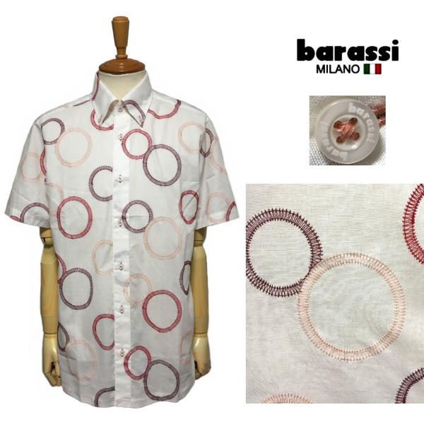 品名 barassi バラシ　清涼 綿麻　シャボン刺しゅう　半袖ボタンダウンシャツ 商品説明 程良いトレンド感に大人の余裕をミックスし、さりげなく凝ったディティールや高い縫製技術がステイタスで、ヨーロッパ製の生地を多数使用しています。「他人...