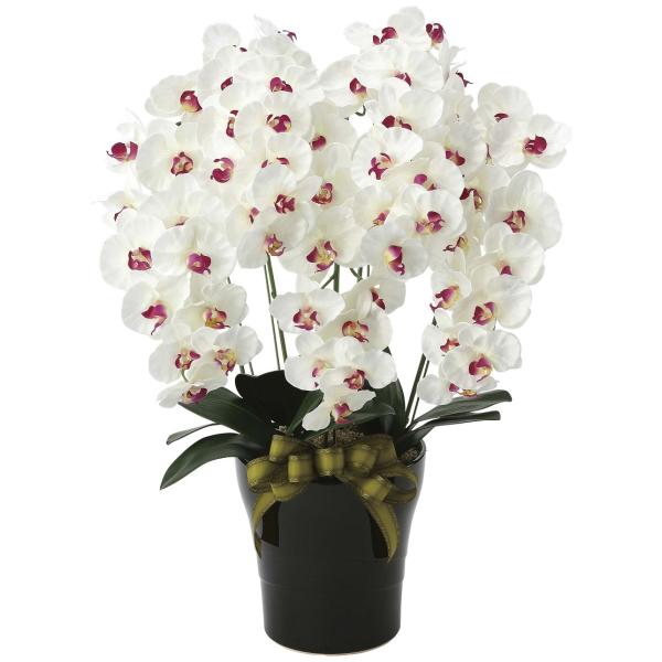 【SIZE】幅50×奥行き45×高さ75cm　鉢：陶器　　　　花：径11cm(最大)×60輪■ギフト対応 (メッセージ・立札)　陶器鉢のためラッピングはリボンのみになります。Green-Artの光触媒「フラワー＆グリーン」インテリア植物に消...
