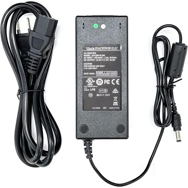 ■ 入力：AC100-240V/50-60Hz■ 出力：DC24V/3.75A.■ 重量：約500g■色：黒■受電中は赤点灯、完了あと緑点灯（充電する途中熱が出るのは正常なので不良ではありません）