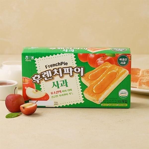 #商品の特徴 : POINT[ヘテ] フレンチパイ・りんご味は、お口の中でほろりと溶ける絶妙な食感が魅力の韓国お菓子です。192gのボリュームたっぷりなので、シェアスイーツやおやつにも最適！りんごの甘酸っぱさがアクセントになり、飽きずに楽し...