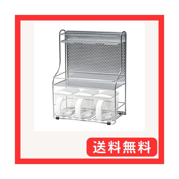 単品シルバー/-/H-7487・PatternName:調味料スタンドStyle:単品・パッケージ個数:1・(b)メーカー型番:(/b) H-7487・(b)サイズ:(/b) スタンド/(約)幅285×奥行160×高さ365mm、調味料ポッ...