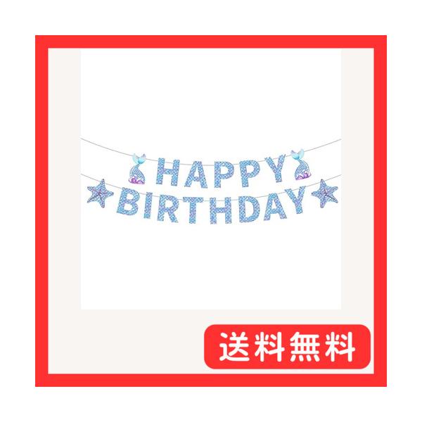マーメイド/-/-・Color:マーメイド・商品仕様マーメイドHappy Birthdayガーランド×1、レターサイズ：幅11.5cm×高14cm、ひもの長さ：5m。・レター間隔が調整できるバナーひもと文字が一体化していないので、自分でHa...